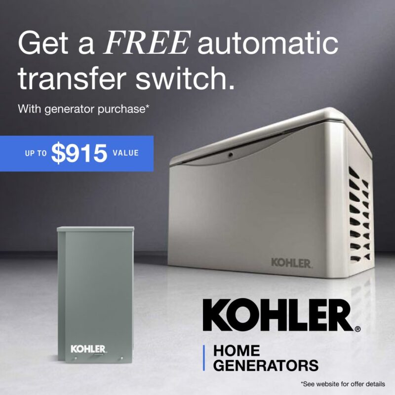 Save $915 on a Kohler Home Generator! | RALCO Generator